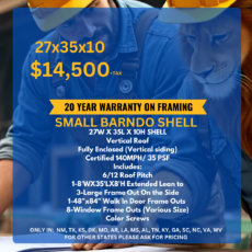 Presidents Day sale 27X35X10 SMALL BARNDO SHELL – Lion Buildings